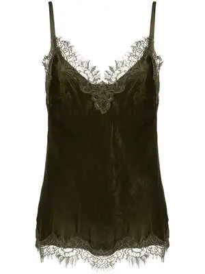 Gold Hawk Coco Bias Cami Velvet Top - Green