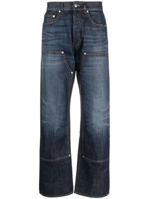 Palm Angels Monogram-embroidered Wide-leg Jeans
