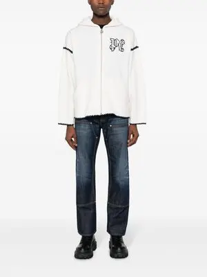 Palm Angels Monogram-embroidered Wide-leg Jeans