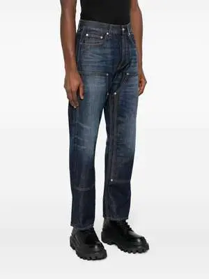Palm Angels Monogram-embroidered Wide-leg Jeans