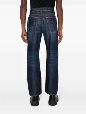 Palm Angels Monogram-embroidered Wide-leg Jeans