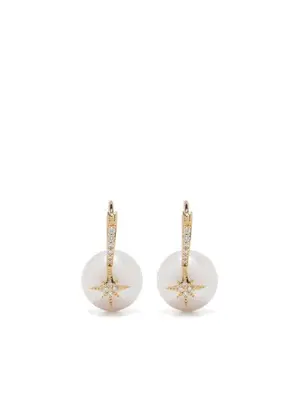SYDNEY EVAN 14kt Yellow Gold Starburst Pearl Drop Earrings - Neutrals