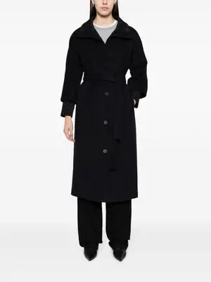 Peserico Funnel-neck Belted Long Coat