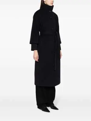 Peserico Funnel-neck Belted Long Coat