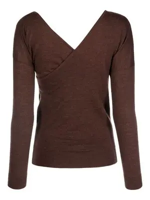 Co Crossover-neck Fine-knit Jumper