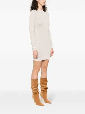Palm Angels Monogram-jacquard Knitted Minidress - Neutrals
