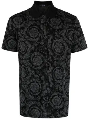 Versace Jacquard Cotton Piqué Polo - Grey