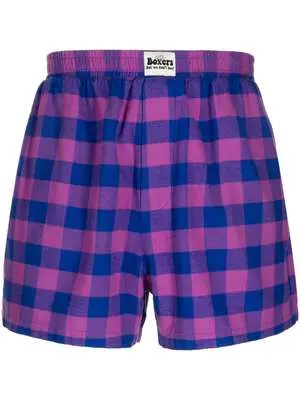 Natasha Zinko Check-print Cotton Boxers - Purple