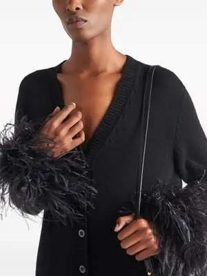 Prada Feather-trim Cashmere Cardigan