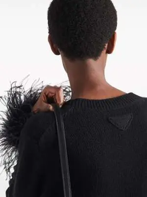 Prada Feather-trim Cashmere Cardigan
