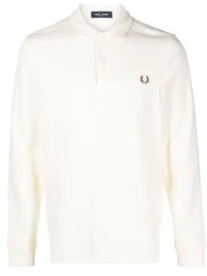 Fred Perry Logo-embroidered Cotton Polo Shirt - Neutrals