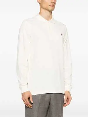 Fred Perry Logo-embroidered Cotton Polo Shirt - Neutrals