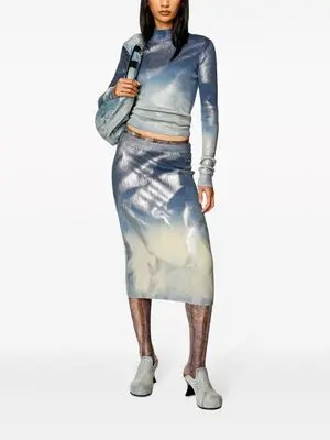 DIESEL® Mi-llan Ribbed Midi Skirt