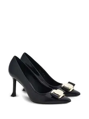 FERRAGAMO 85mm Vara Leather Pumps - Black
