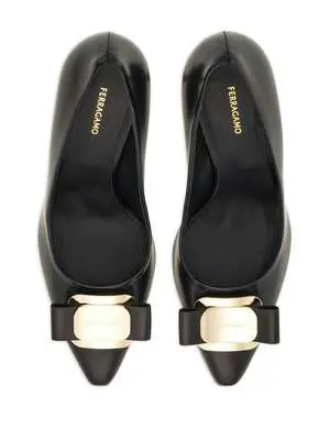 FERRAGAMO 85mm Vara Leather Pumps - Black