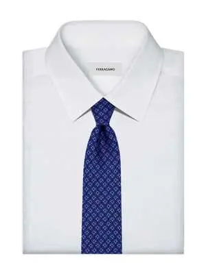 FERRAGAMO Printed Silk Tie - Blue