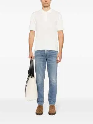 Rag & Bone Harvey Ribbed-knit Polo Shirt - White