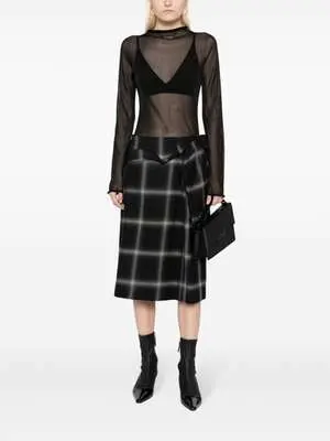MARINA YEE Birkin Plaid Wool Skirt - Black