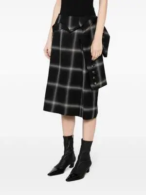MARINA YEE Birkin Plaid Wool Skirt - Black