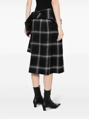MARINA YEE Birkin Plaid Wool Skirt - Black