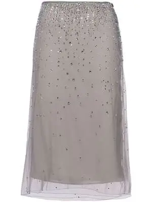 Prada Crystal-embellished Tulle Midi Skirt