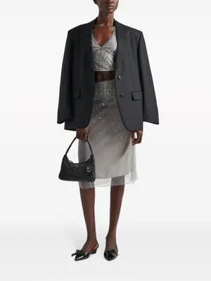 Prada Crystal-embellished Tulle Midi Skirt