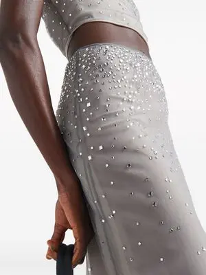 Prada Crystal-embellished Tulle Midi Skirt