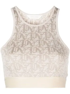 Palm Angels Monogram-jacquard Knitted Bra - Neutrals