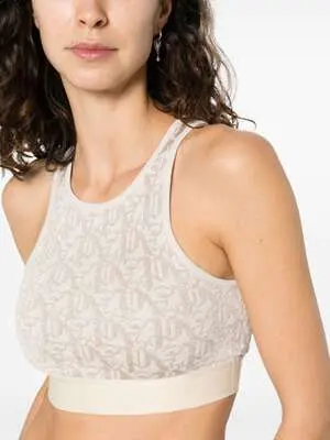 Palm Angels Monogram-jacquard Knitted Bra - Neutrals