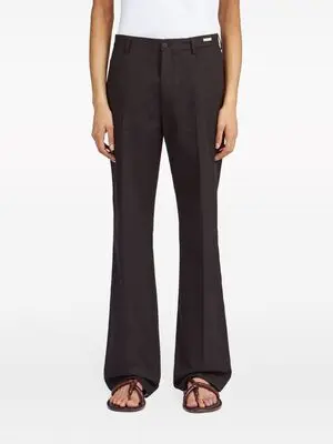 FERRAGAMO Flared Cotton Chino Trousers - Black