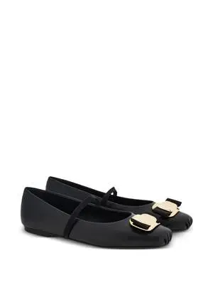 FERRAGAMO Vara Plate Ballet Flats - Black