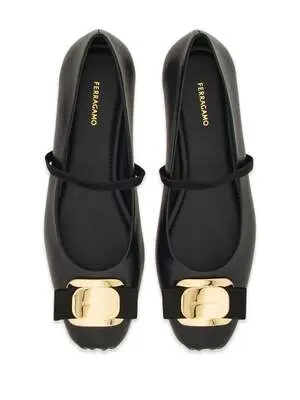 FERRAGAMO Vara Plate Ballet Flats - Black