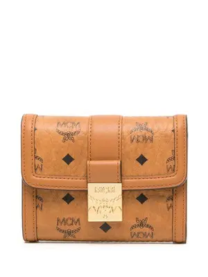 Mcm Small Tracy Visetos-print Tri-fold Wallet - Brown