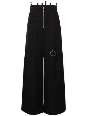 Attico THE ATTICO Gabardine Pence Wide Leg Trousers - Black