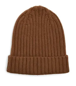LE BONNET Wool Ribbed Beanie - Brown