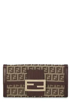 Fendi Zucchino Canvas Long Wallet - Brown