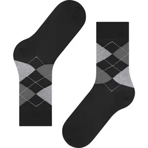 Falke Argyle Organic Cotton Blend Crew Socks - Black