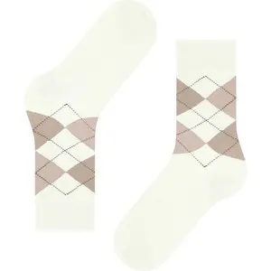 Falke Argyle Organic Cotton Blend Crew Socks - Off-white
