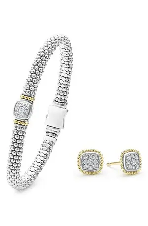 Lagos Caviar Beaded Bangle And Stud Earrings Set