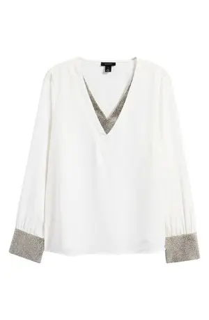 Halogen Rhinestone V-neck Top
