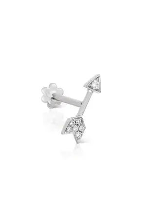 MARIA TASH Single Diamond Arrow Stud Earring - White