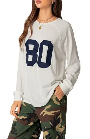 EDIKTED 80 Appliqué Oversized T-shirt - White