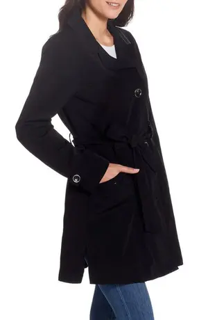 Gallery Belted Raincoat - Black