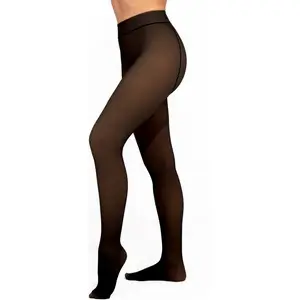Hue Faux Sheer Fleece Lined Tights - Black