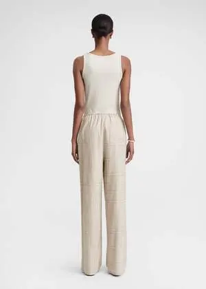 TOTEME Monogram Flannel Pj Bottoms - Light Beige Melange