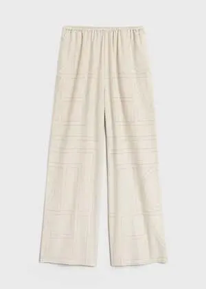 TOTEME Monogram Flannel Pj Bottoms - Light Beige Melange
