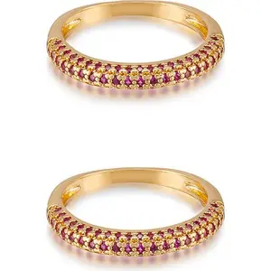 Ettika Set Of 2 Rings - Ruby