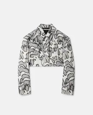 Stella McCartney Abstract Moth Jacquard Cropped Utility Jacket