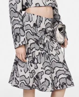 Stella McCartney Abstract Moth Jacquard Belted A-line Skirt