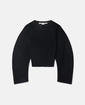 Stella McCartney Banana Sleeve Plisse Pleat Knit Top